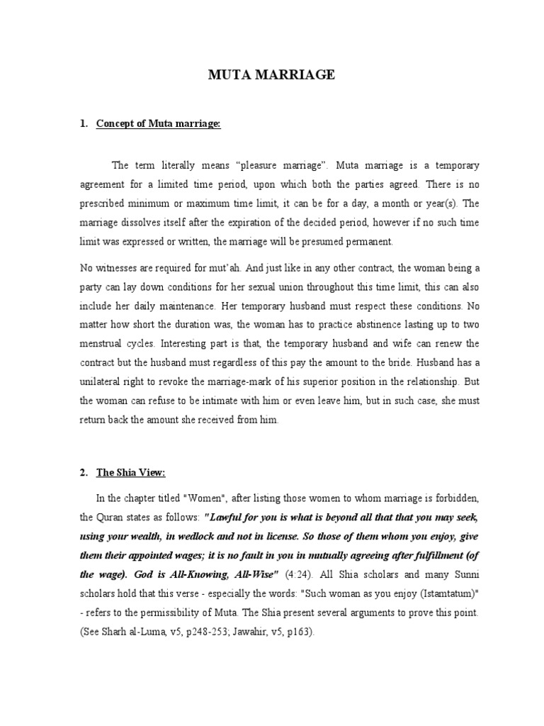 Mutah Marriage Pdf Shia Islam Marriage