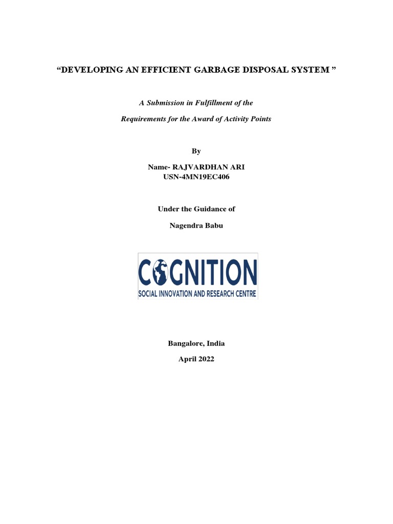 Developing An Efficient Garbage Disposal Systems Pdf 
