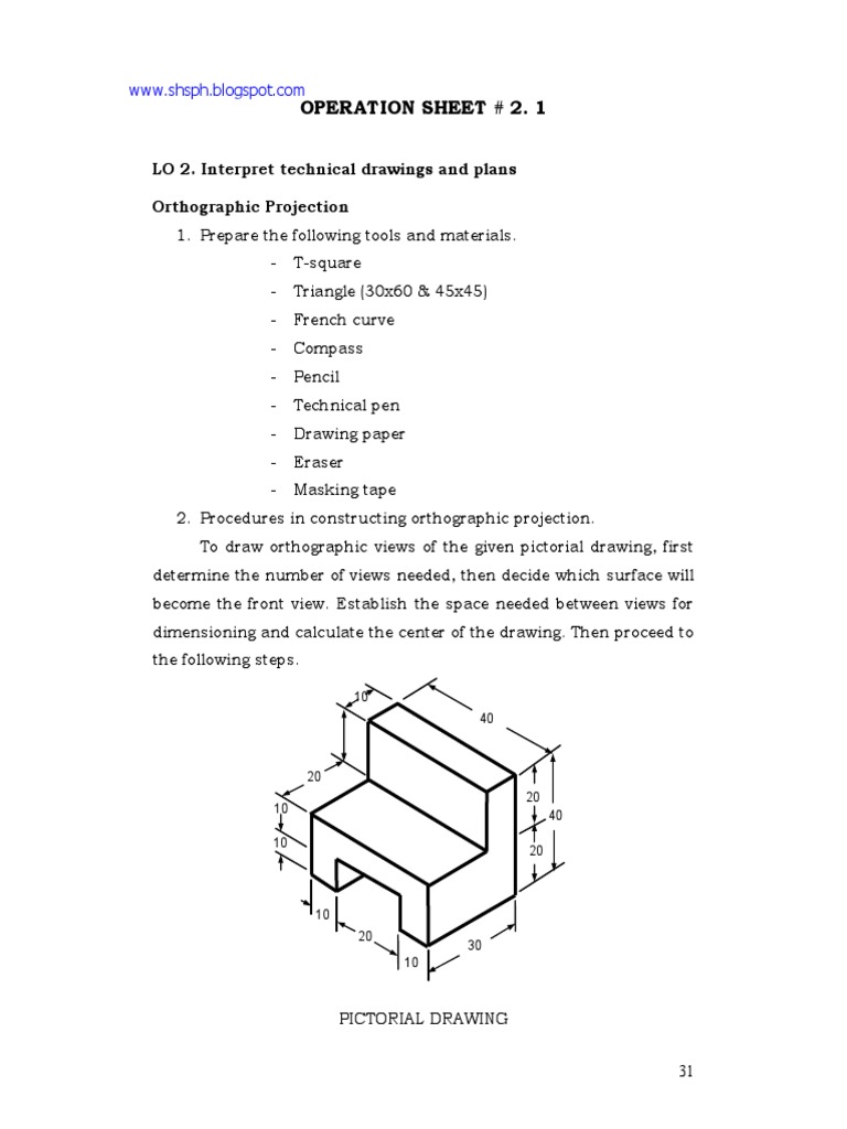 Lesson 3 Pictorial Drawing (Orthographic Drawing) | PDF | Drawing ...