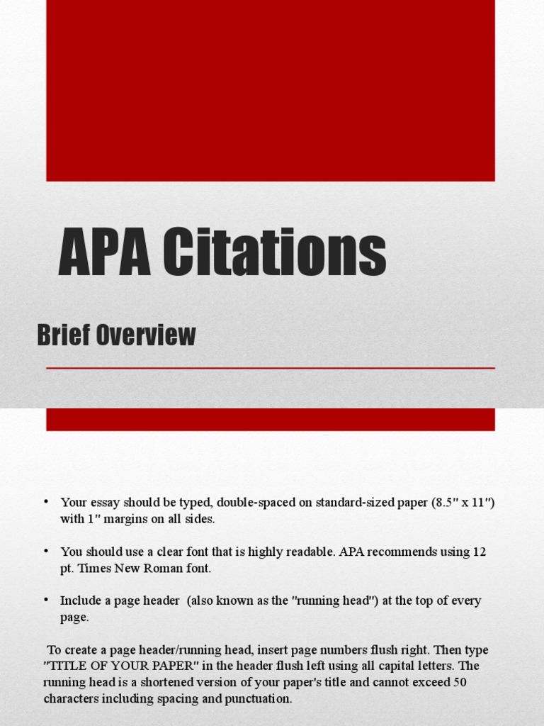 APA Citations: Brief Overview | PDF | Apa Style | Citation
