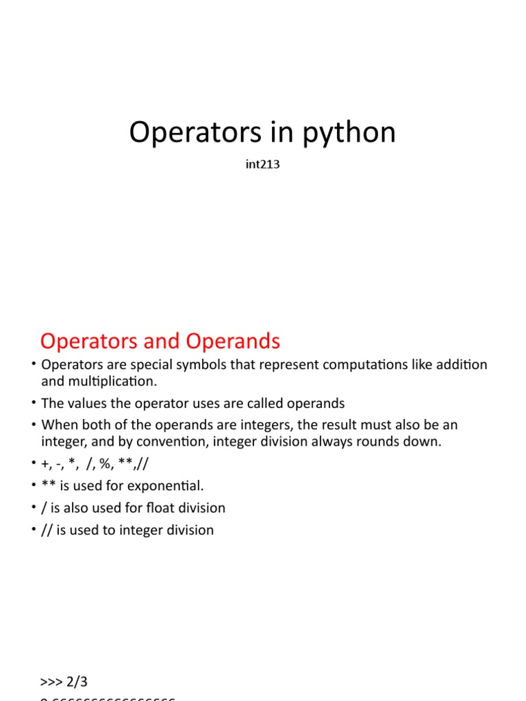 Operators in Python 1 | Download Free PDF | Boolean Data Type ...