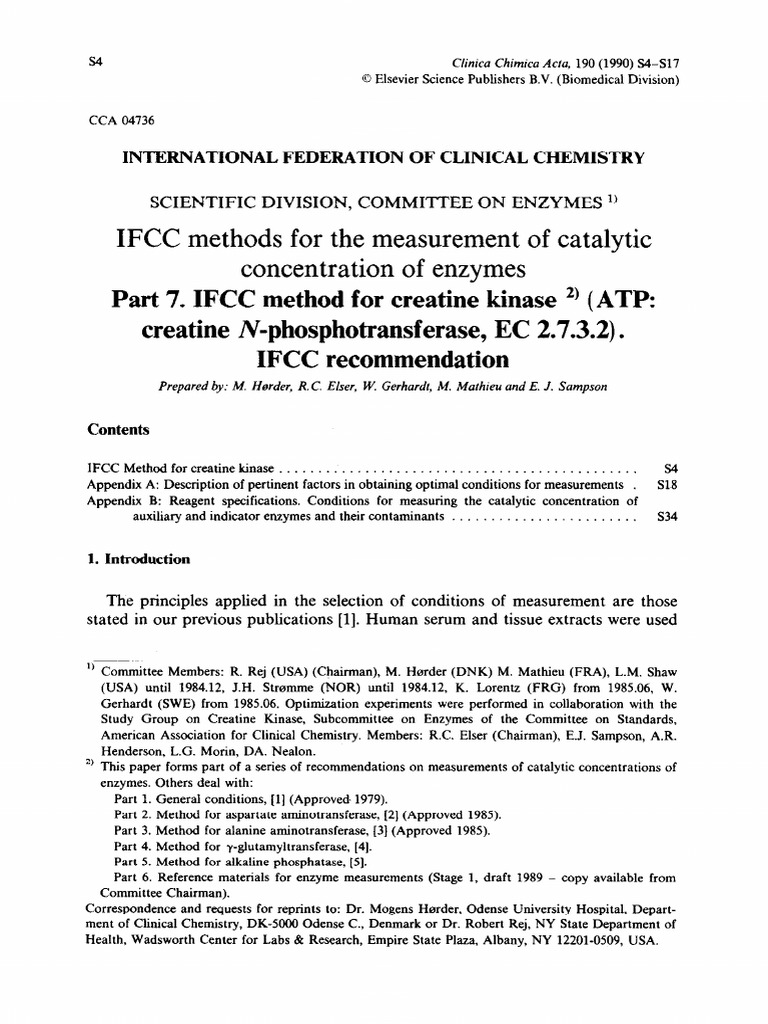 IFCC Methods For The Measurement of Catalytic Concentration of Enzymes ...