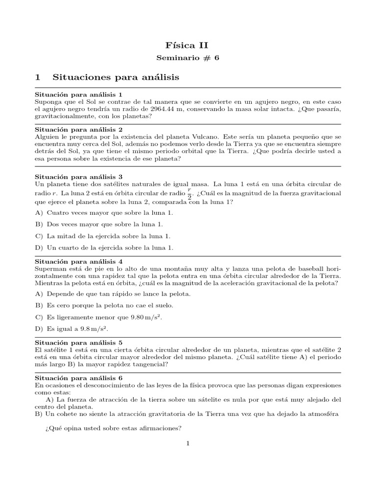FIS II Seminario Gravitacion | PDF