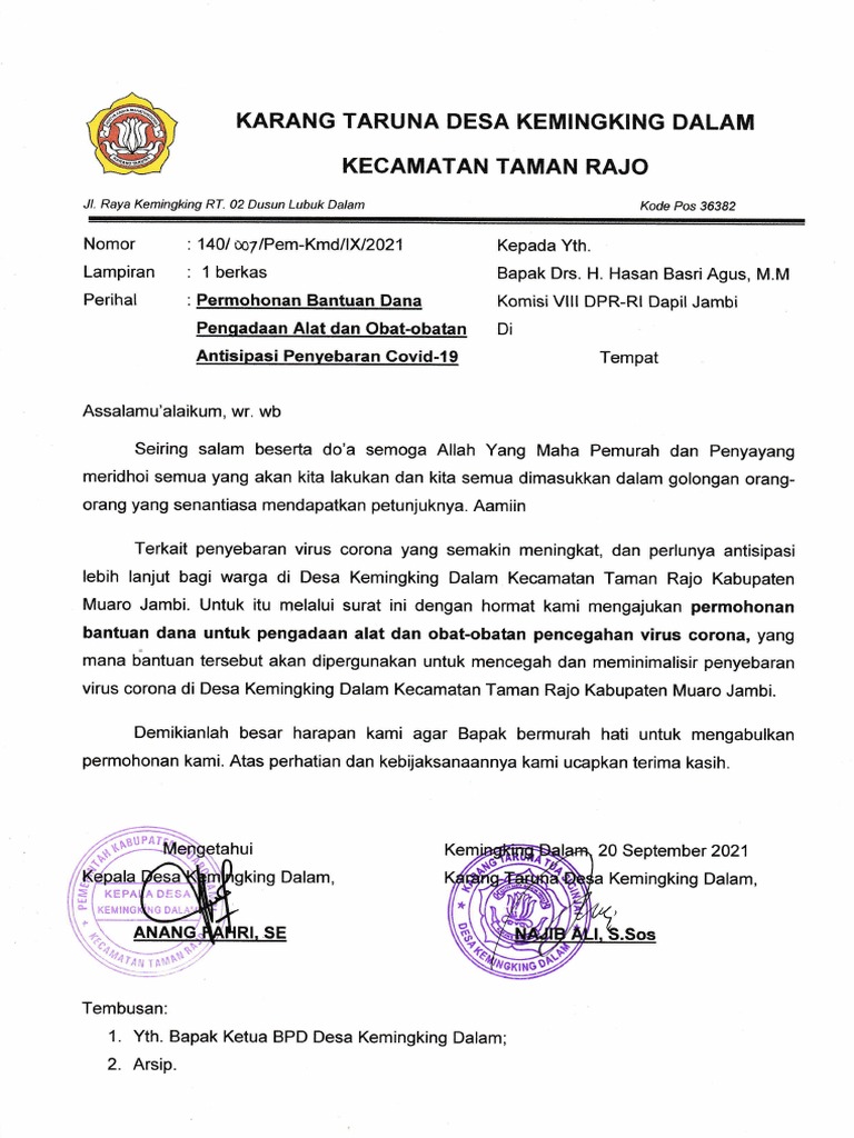Proposal Pengadaan Alat Dan Obat-Obatan Covid-19 | PDF