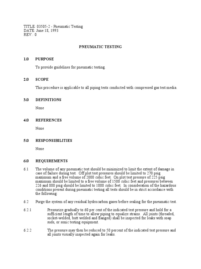 2 - Pneumatic Testing | PDF | Pressure | Pneumatics