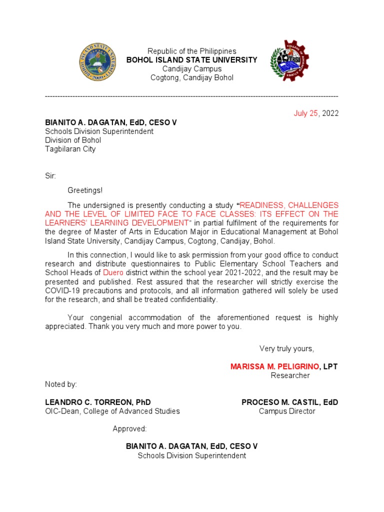 Letter Request Thesis Deped 1.2022 | PDF