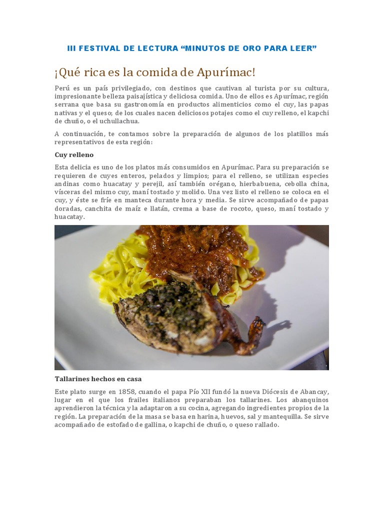 Qué Rica Es La Comida de Apurímac | PDF