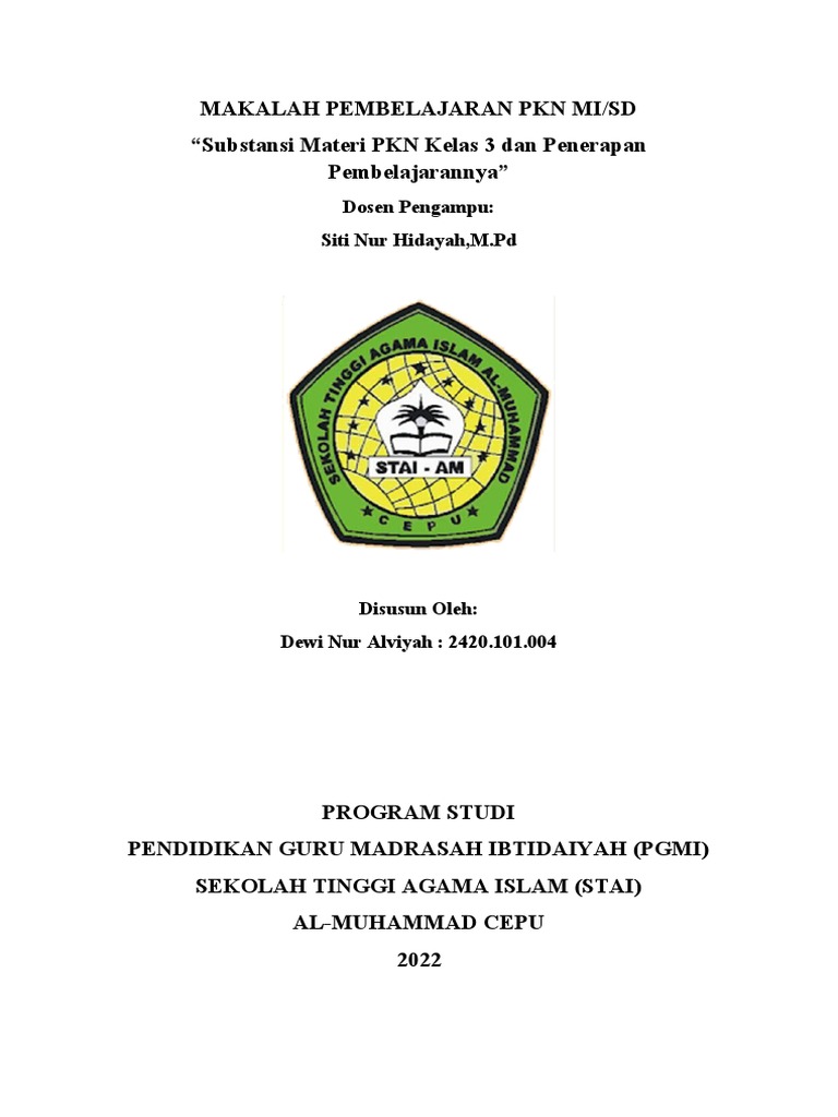 Makalah Pembelajaran PKN Mi | PDF | Karier & Perkembangan