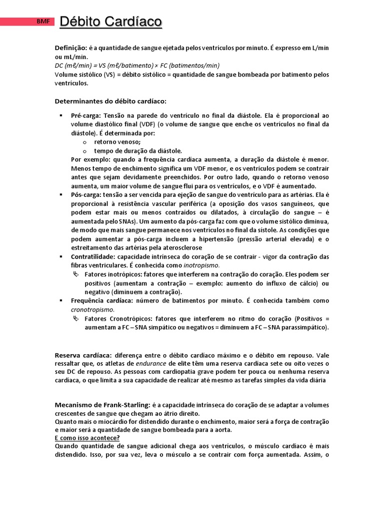 Débito Cardíaco | PDF | Coração | Anatomia humana