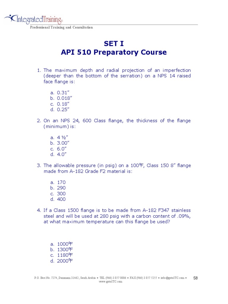API 510 Question Bank Sets I | PDF | Applied And Interdisciplinary ...