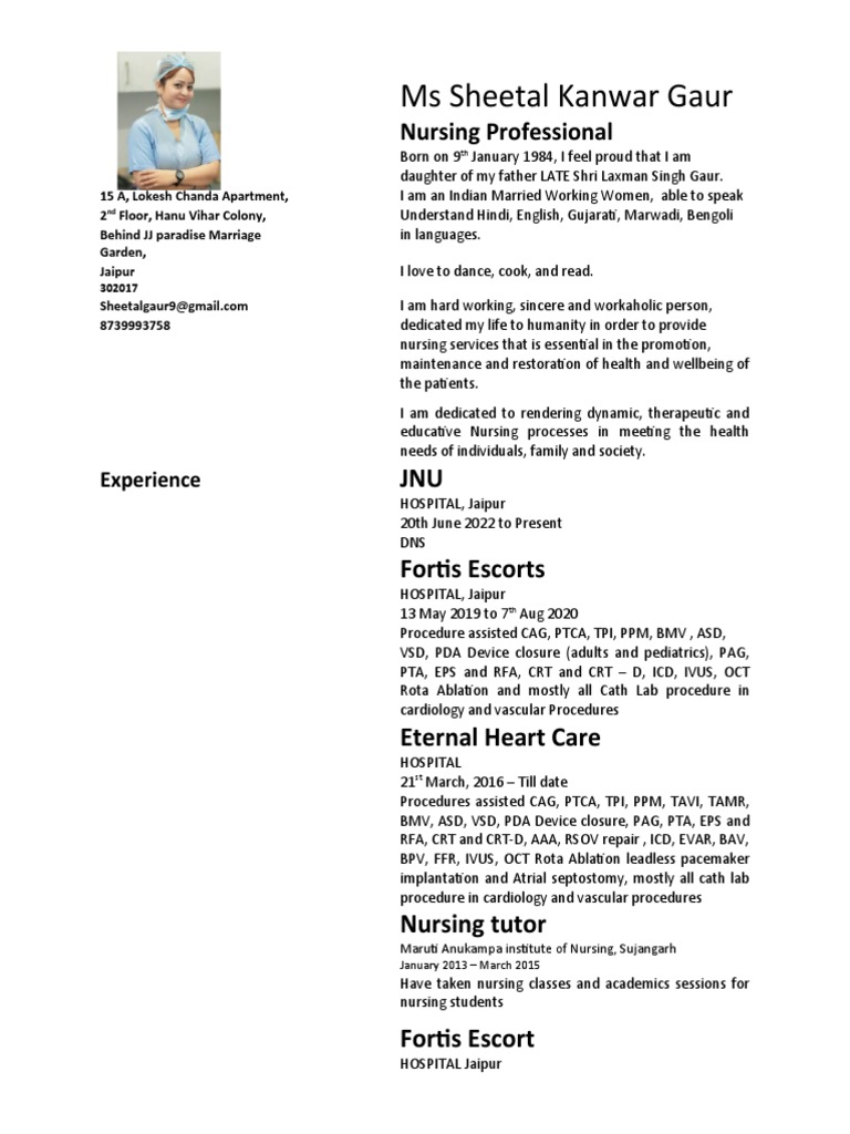 Resume Sheetal Kanwar | PDF | Nursing | Intensive Care Unit
