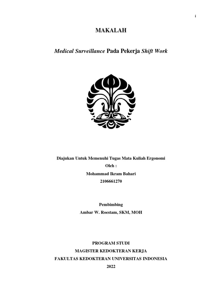 Makalah Medical Surveillance Pada Shift Work - Mohammad Ikram Bahari | PDF