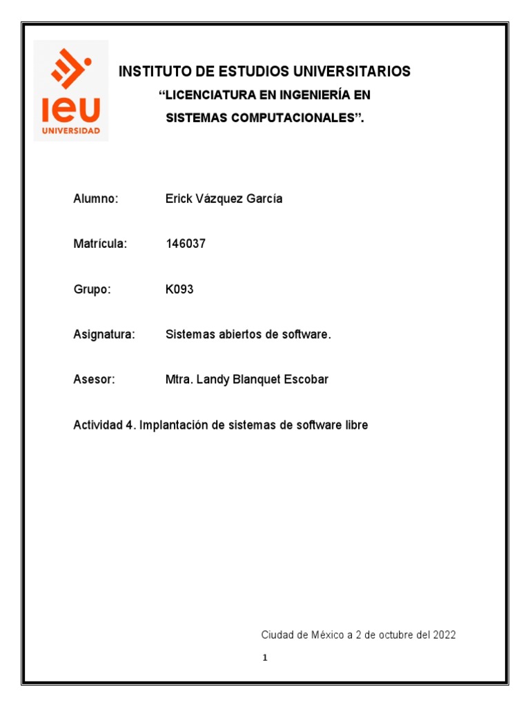 Erick - Vazquez - ACTIVIDAD 4 - Sistemas Abiertos de Software | PDF | Servidor HTTP Apache | Php