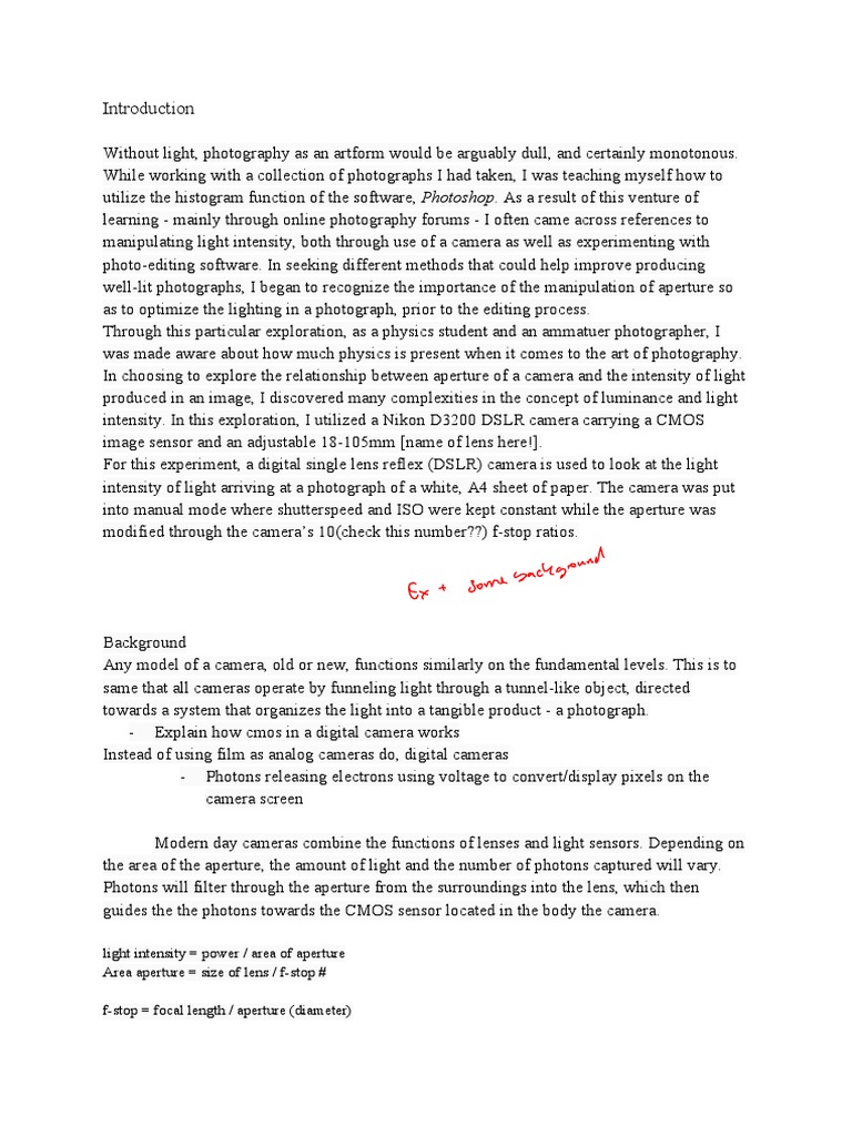 IB Physic IA Example | PDF | Camera | Camera Lens