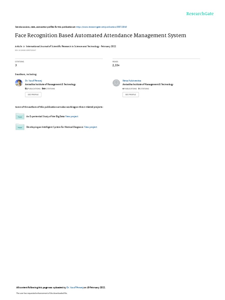 Face Recognition Based Automated Attendance Management System | PDF | Comma Separated Values ...