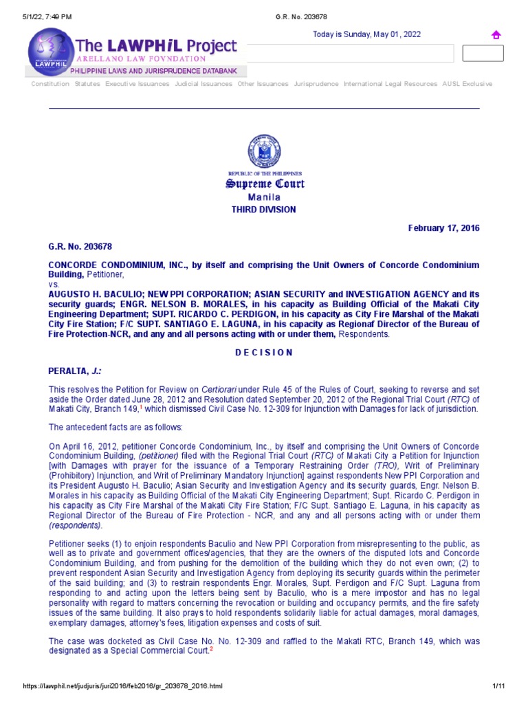 Concorde Condominium Legal Dispute Review | PDF | Jurisdiction | Complaint