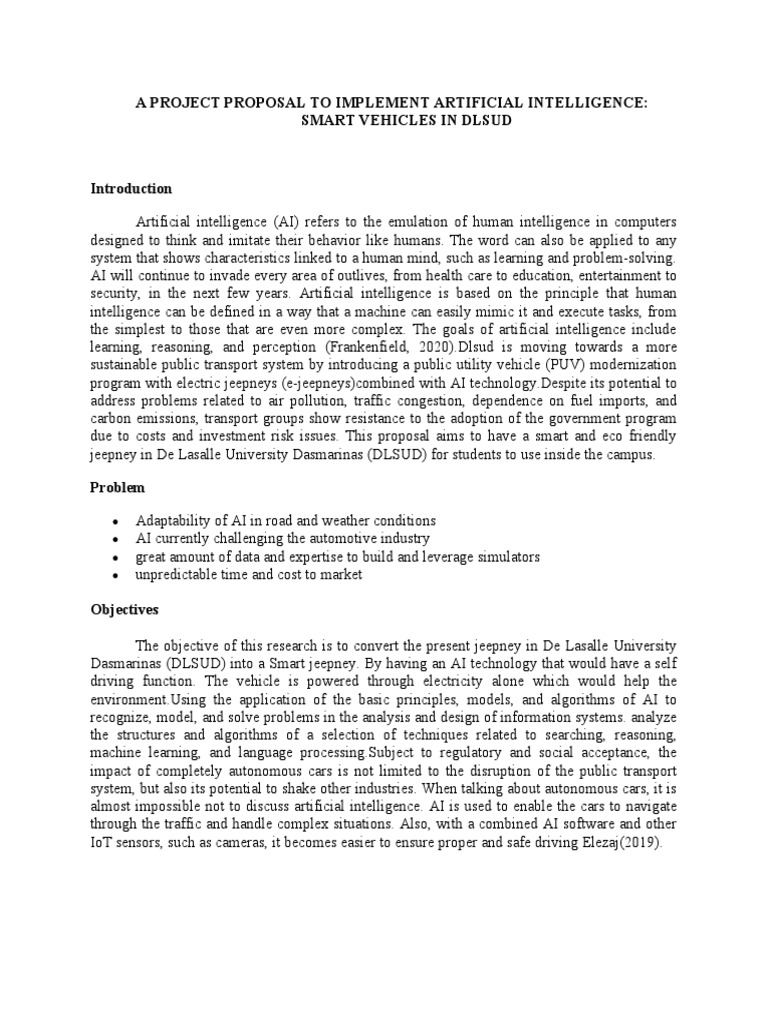 A Project Proposal To Implement Artificial Intelligence | PDF | Artificial Intelligence ...