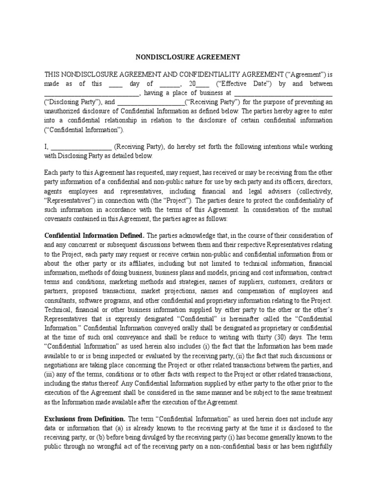 NDA Agreement | PDF | Non Disclosure Agreement | Discovery (Law)