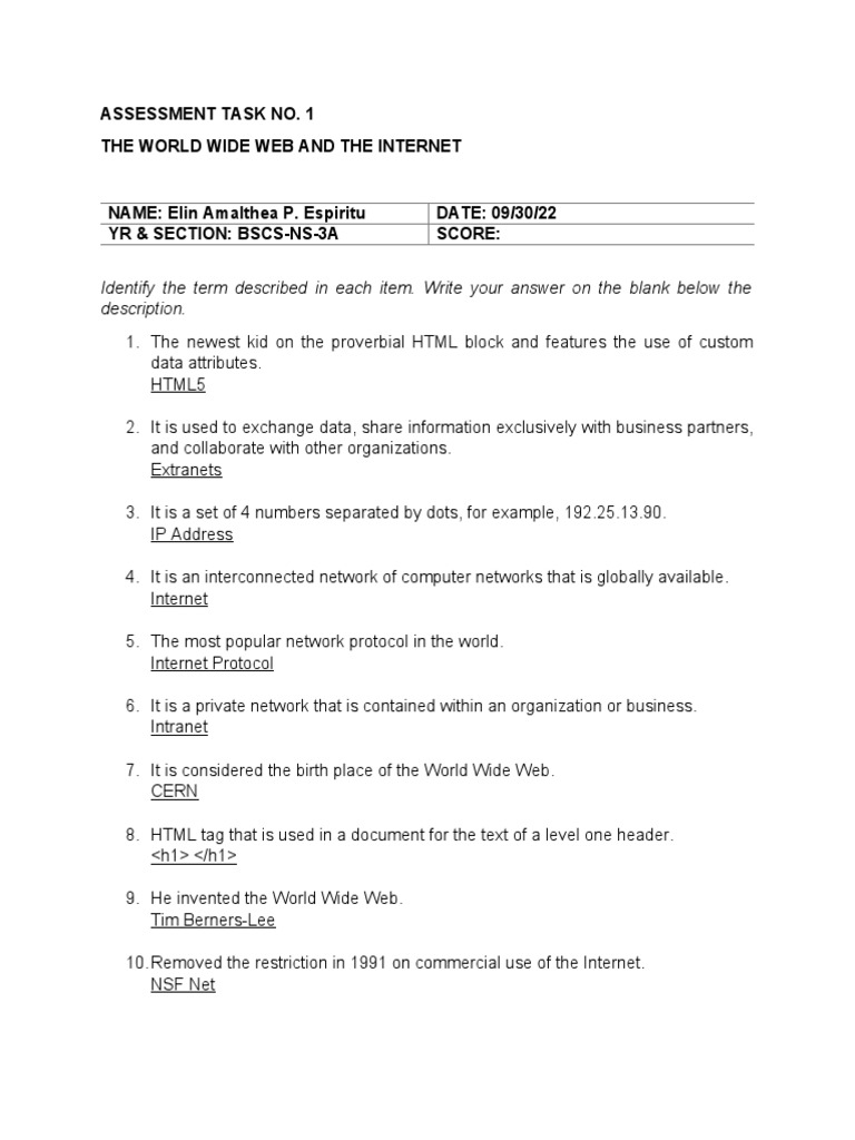 Assessment Task No 1 | PDF | Computers