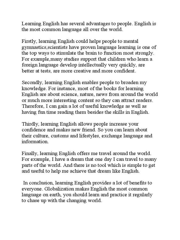 Benefits of Learning English | PDF