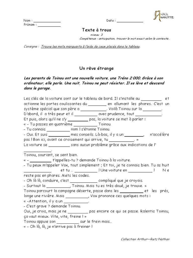 Texte À Trous 5 | PDF