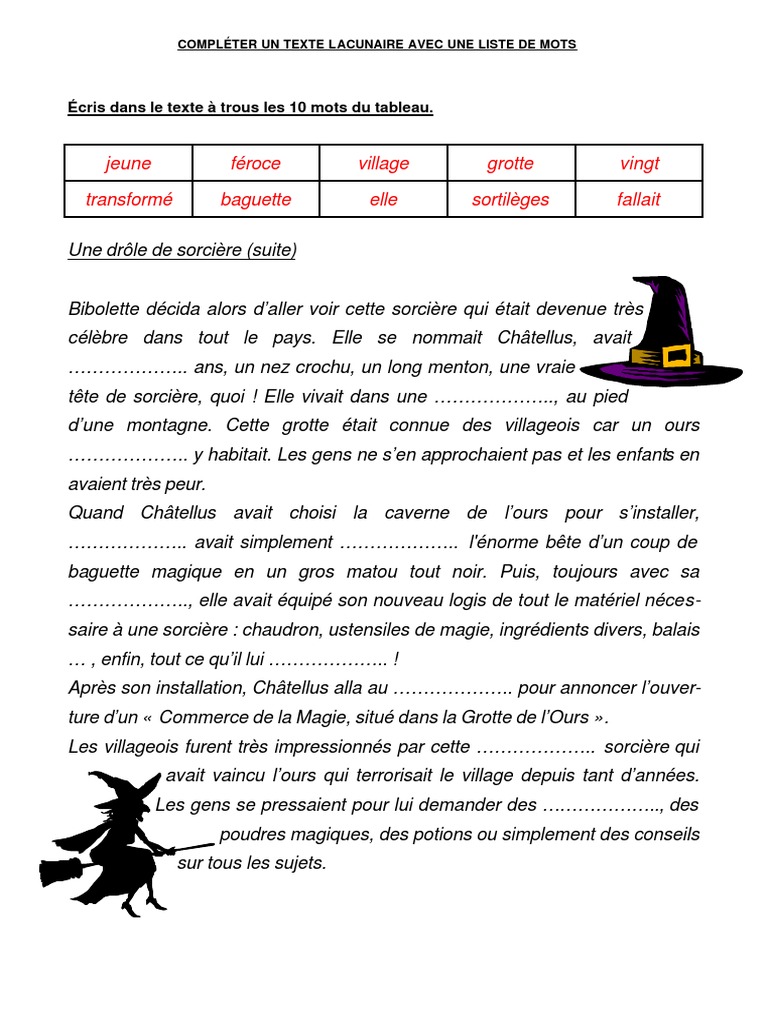 Texte À Trous 1 | PDF