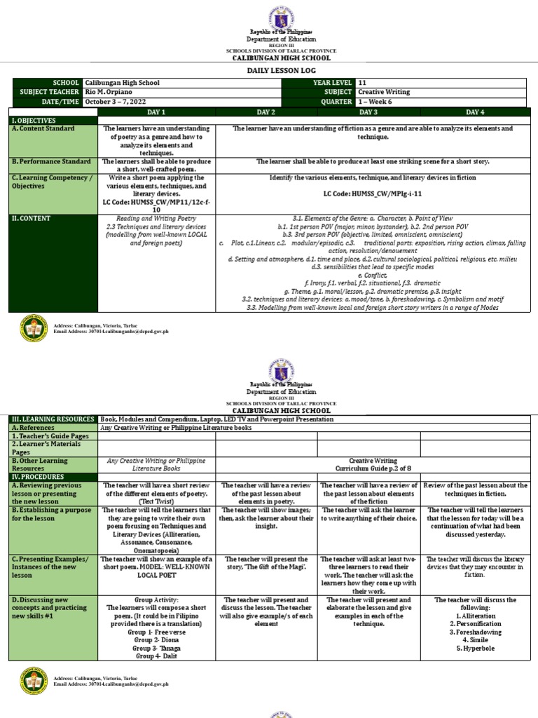 Creative Writing - Week 6 | Download Free PDF | Poetry | Learning