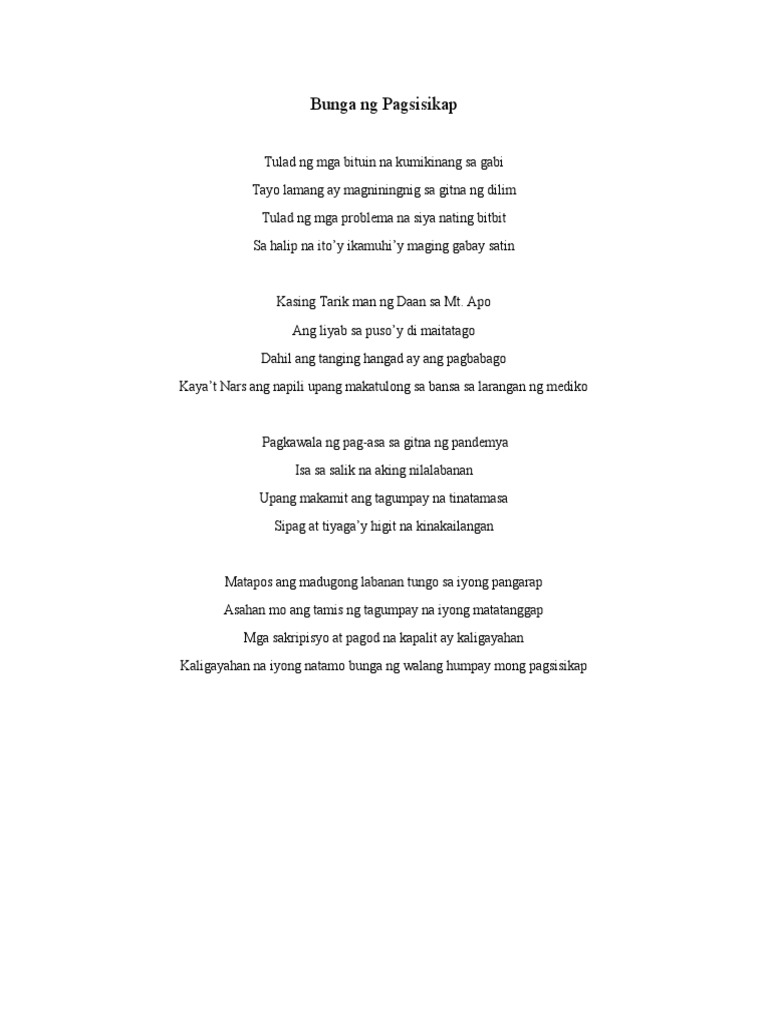 Bunga NG Pagsisikap | PDF