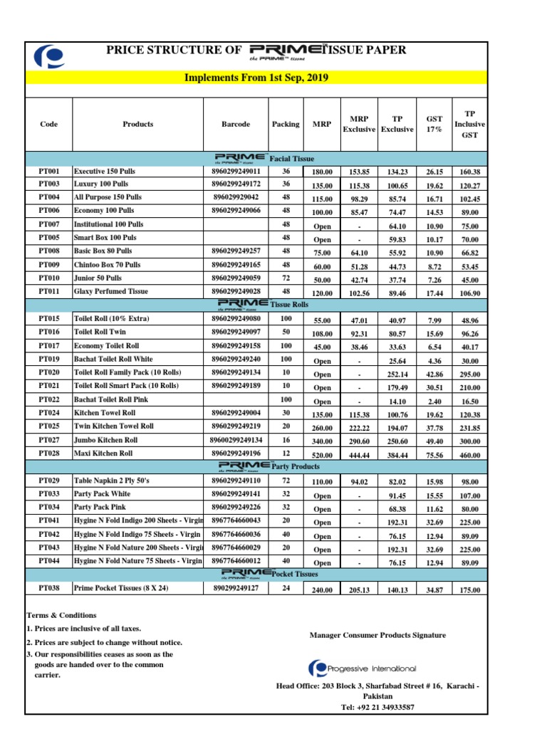 Exclusive Prime Price List (New) 16-11-2020 | PDF | Stationery | Waste ...