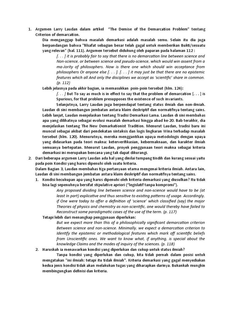 Kritik Larry Laudan Terhadap Demarkasi Ilmu | PDF