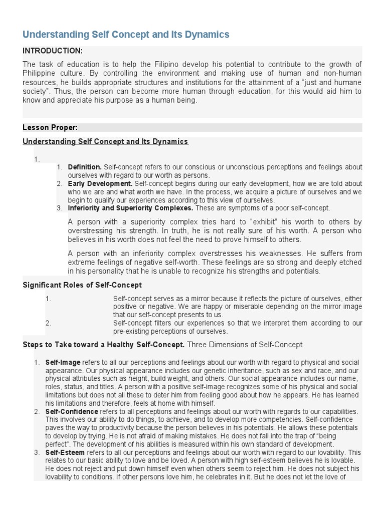Understanding Self Concept and Its Dynamics | PDF | Self Esteem | Self Concept