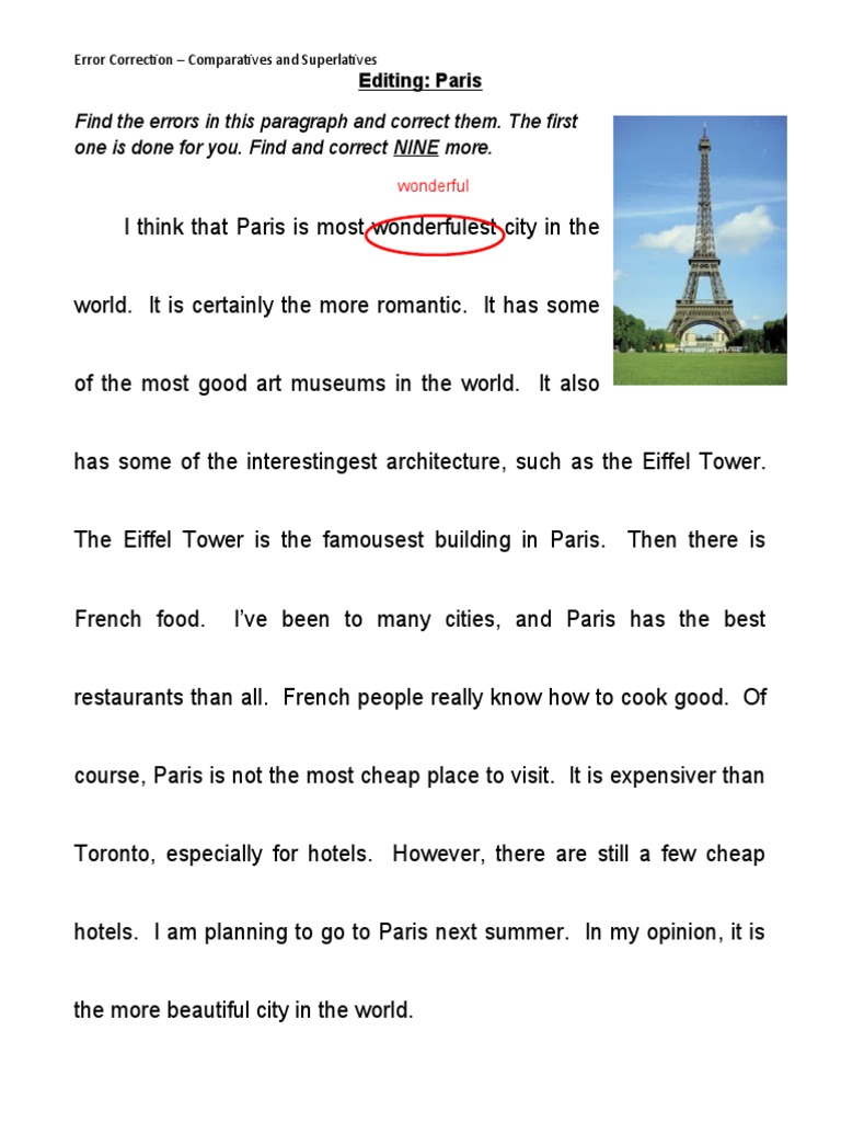 Comparative and Superlative Error Correction Parag Worksheet Templates ...