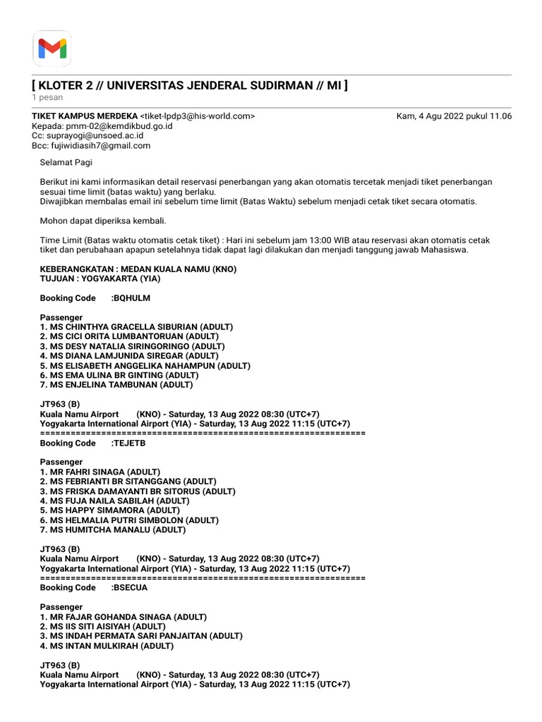 Gmail - (Kloter 2 - Universitas Jenderal Sudirman - Mi) | PDF