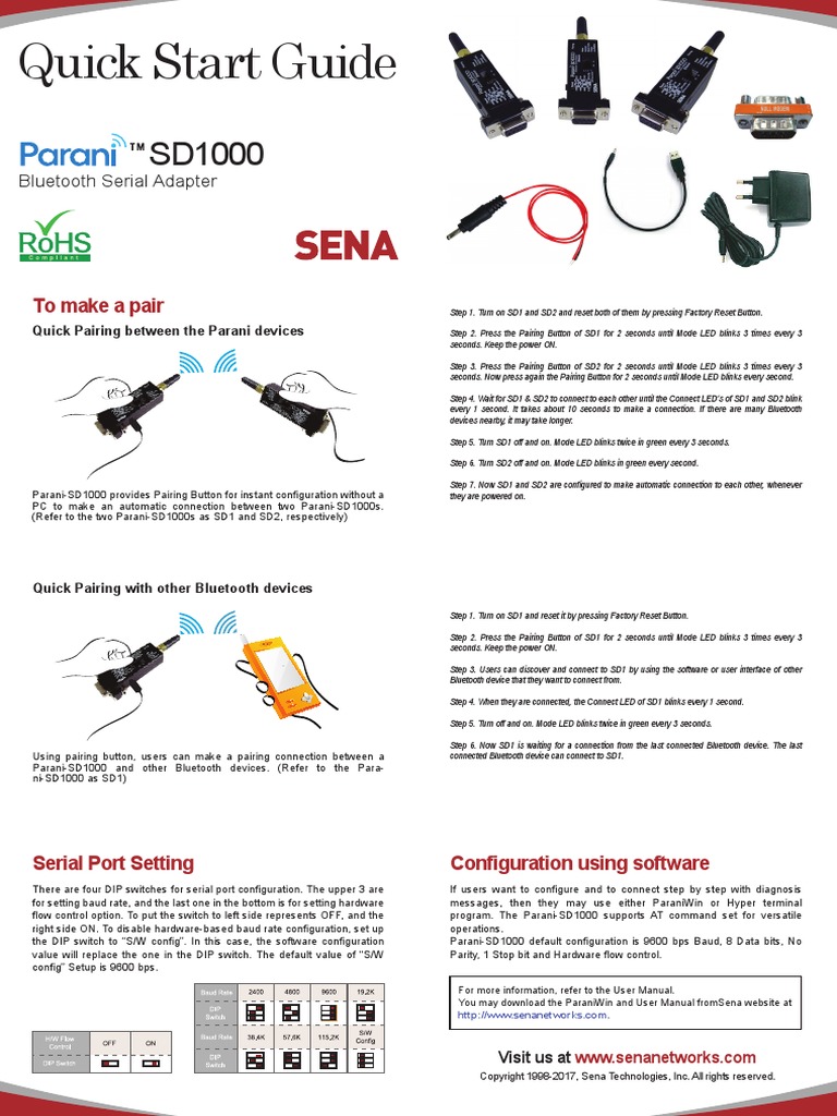 Parani SD1000 Quick Start Guide | PDF | Bluetooth | Computing