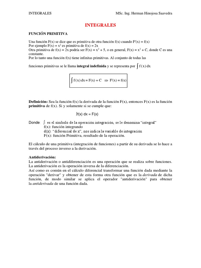 Introduccion Integrales | PDF | Integral | Derivado