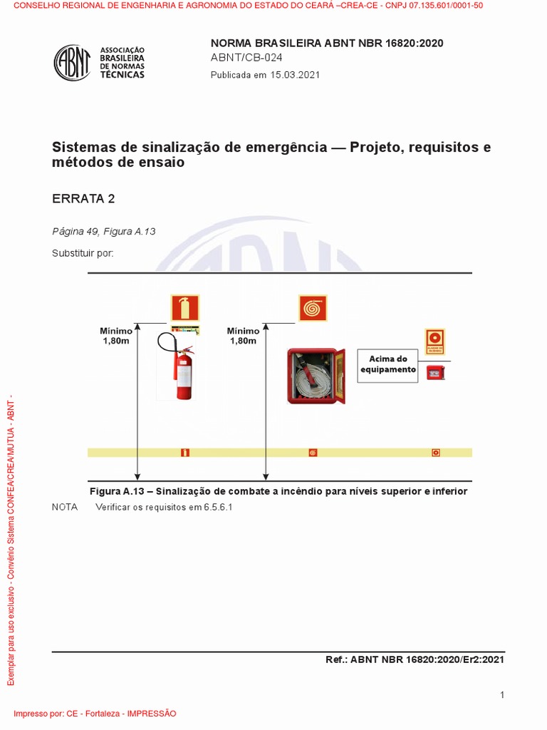 NBR 16820: Sinalização de Emergência | PDF