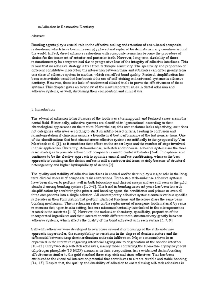 Adhesion in Restorative Dentistry | PDF | Tooth Enamel | Dentin
