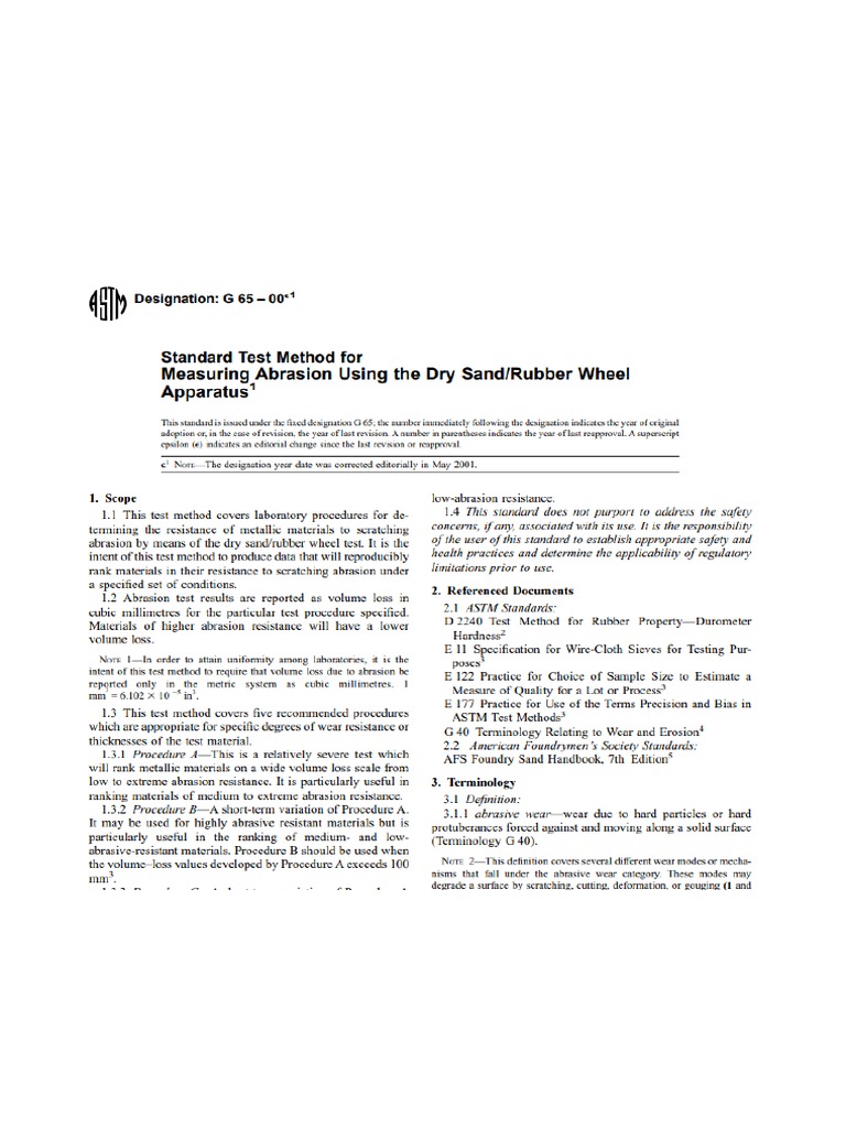 Astm G 65 - 00 PDF | PDF