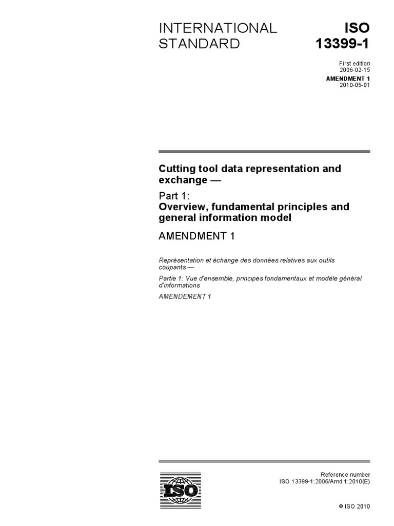ISO 13399-1-2006 Amd1-2010 | PDF