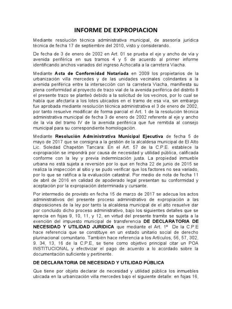 Informe Expropiación | PDF