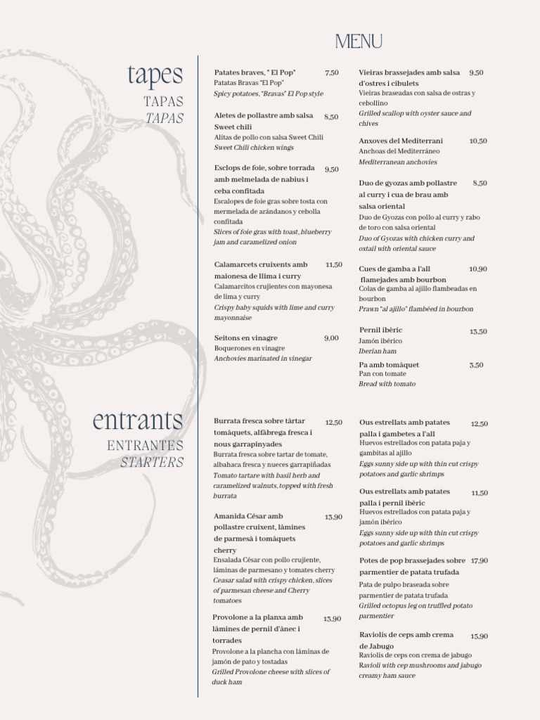 El Pop Menu - Print | PDF