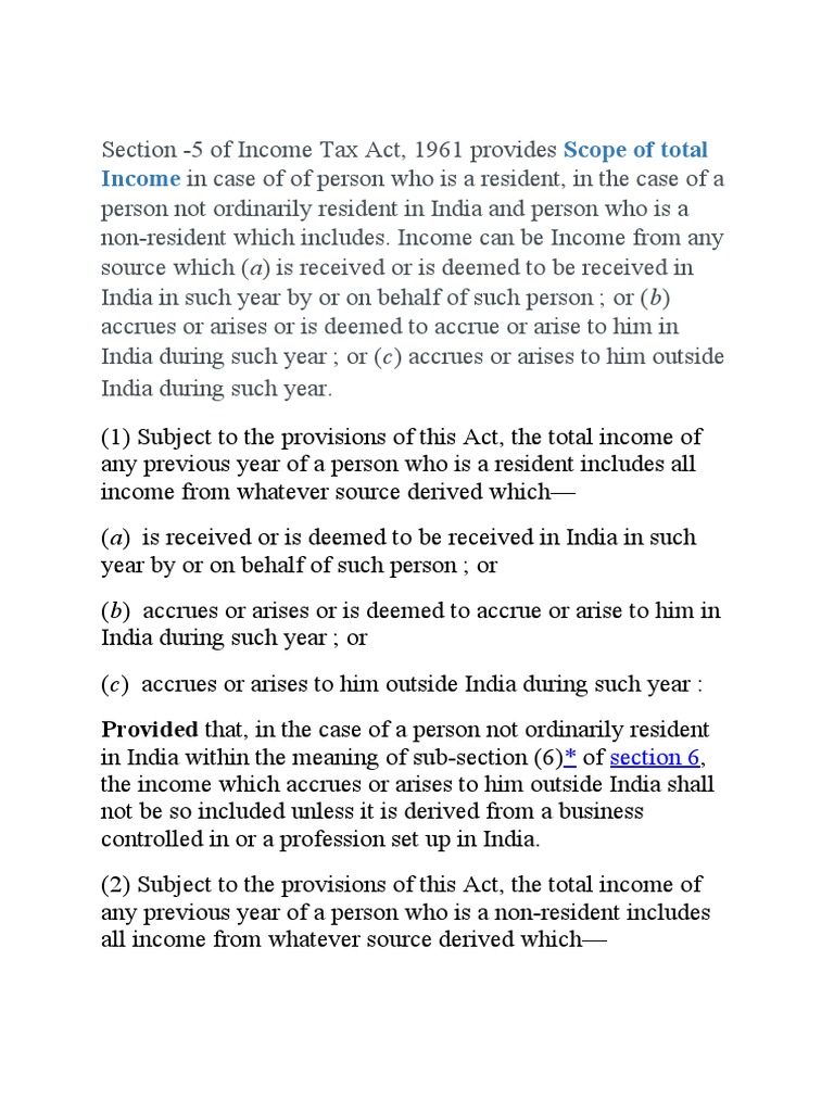 Section 5 of Income Tax Act | PDF | Income | Public Finance