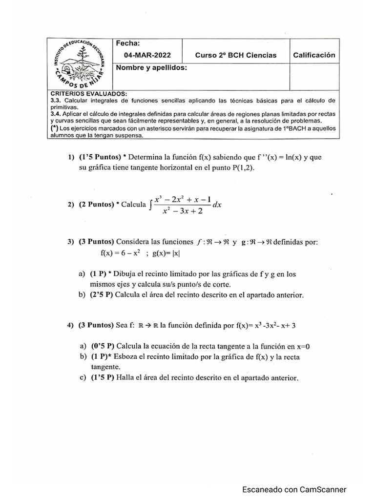 Examen Integrales Resuelto | PDF