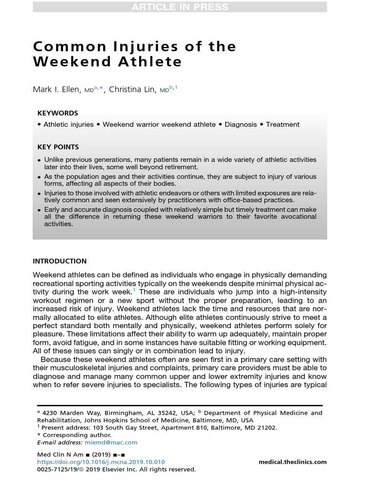 Common Injuries of The Weekend Athlete | PDF