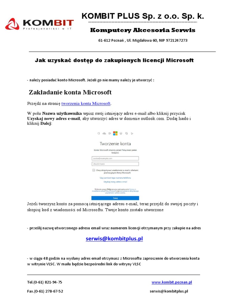 Zakładanie Konta VLSC | PDF