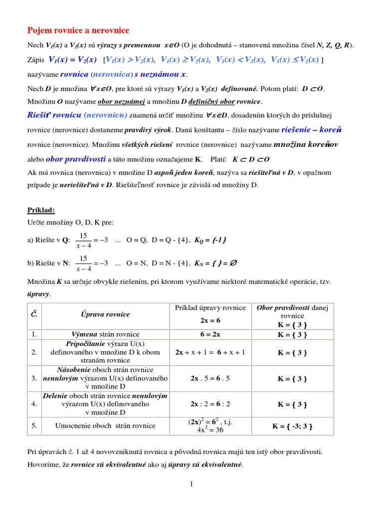 10 - Rovnice A Nerovnice | PDF