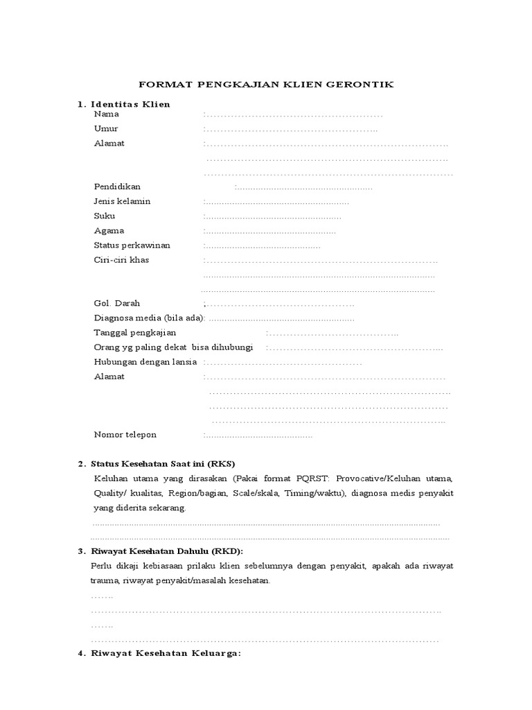 Pengkajian Klien Lansia | PDF