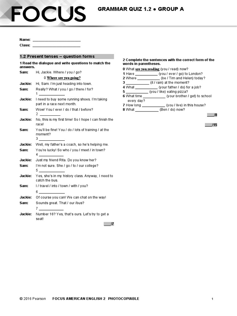 Focam2 GQ 1 2a | PDF | Language Families | Syntax