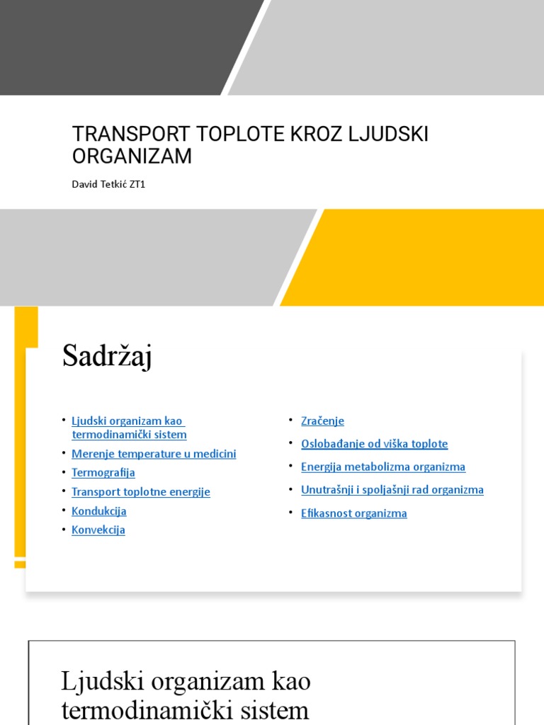 Transport Toplote Kroz Ljudski Organizam | PDF