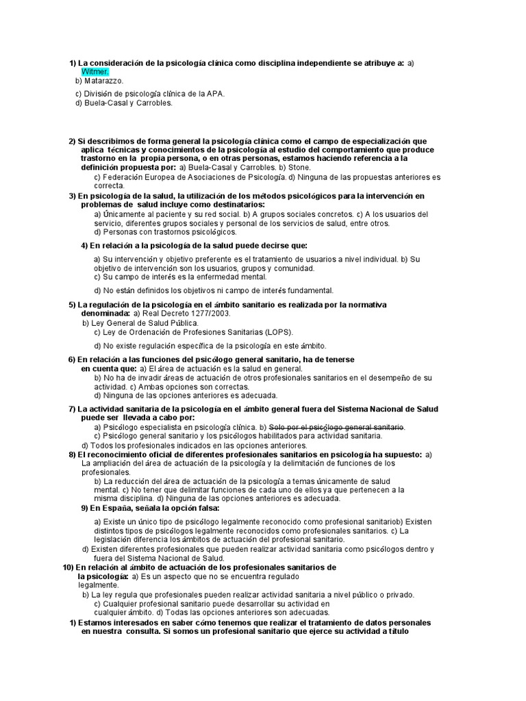 Plantilla Examenes Pgs Unir | PDF | Estrés (biología) | Manual Diagnóstico y Estadístico de los ...